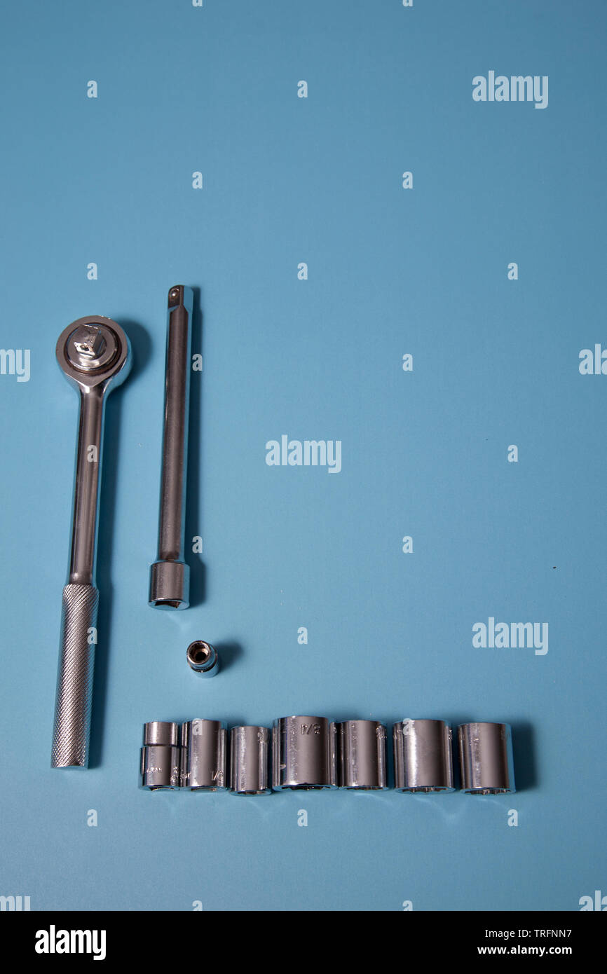 Vertical view of socket driver and sockets Stock Photo - Alamy