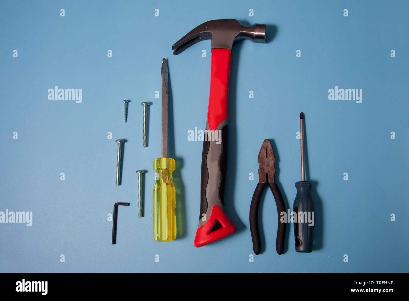 Collection of tools for doing construction work or fixing things Stock ...