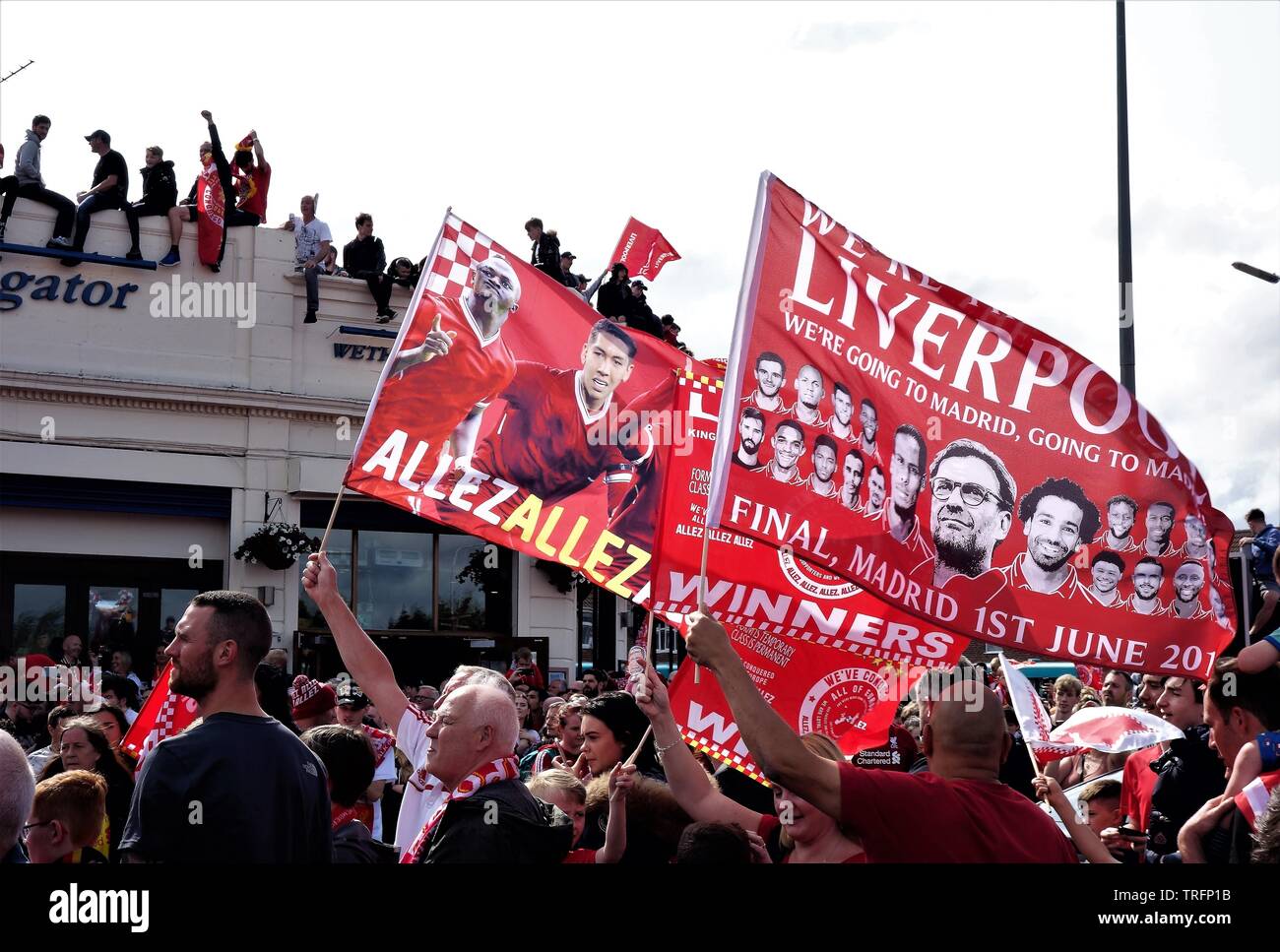 Fans Waiting For Liverpool FC's Victory Parade In Old Swan, Liverpool ...