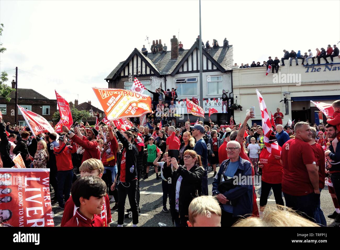 Fans Waiting For Liverpool FC's Victory Parade In Old Swan, Liverpool ...
