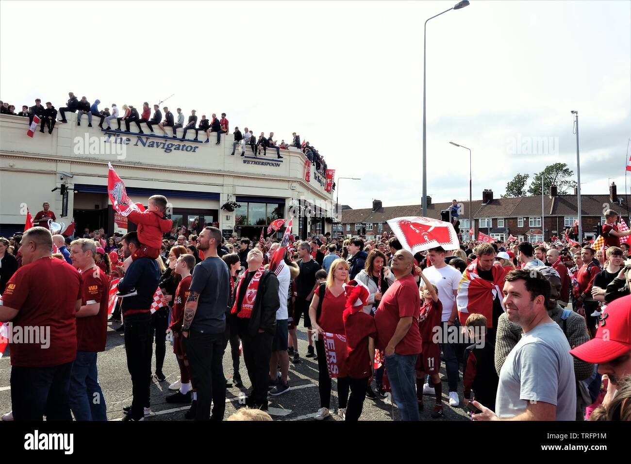 Fans Waiting For Liverpool FC's Victory Parade In Old Swan, Liverpool ...