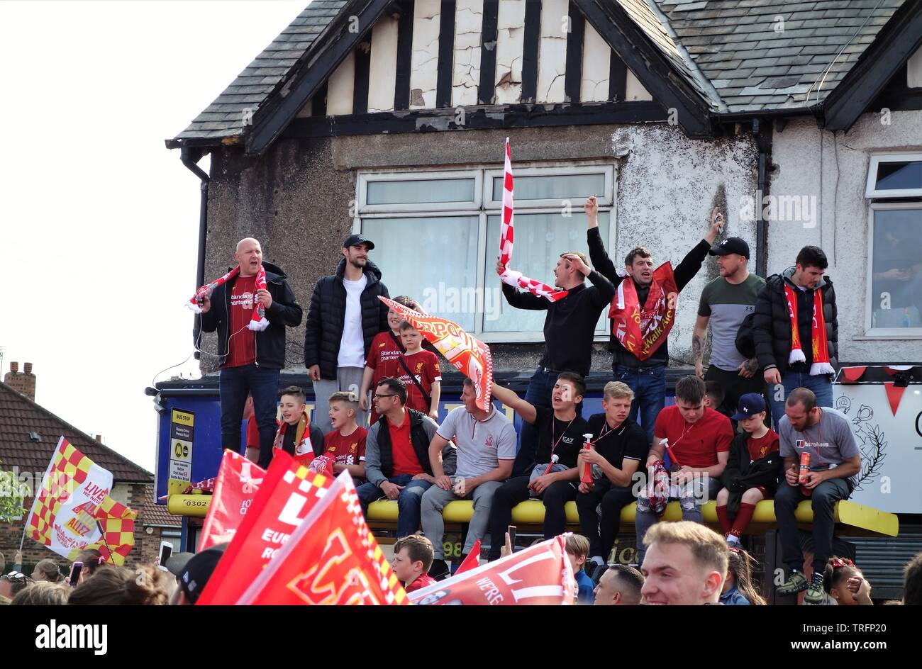Fans Waiting For Liverpool FC's Victory Parade In Old Swan, Liverpool ...