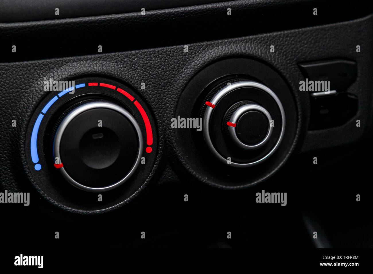 Interior view of car with black salon. Modern luxury prestige car ...