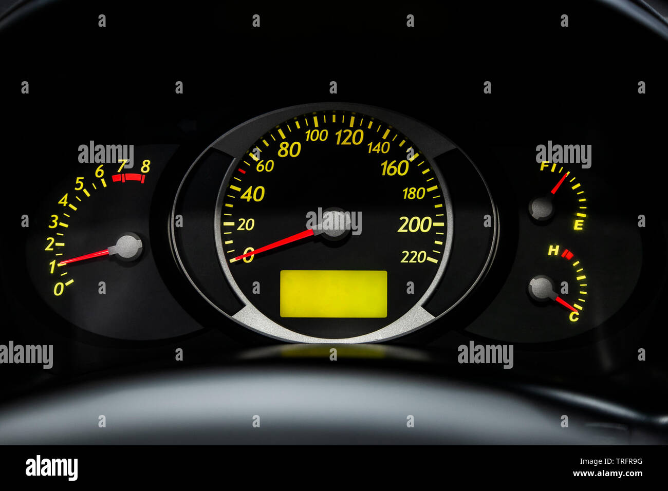 Interior view of car with black salon. Modern luxury prestige car ...