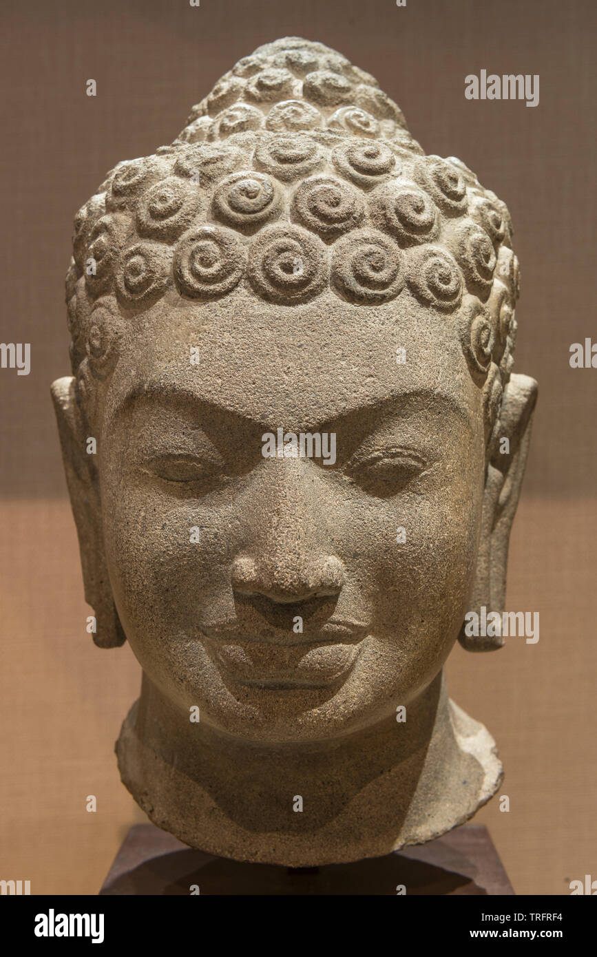 Head of Buddha. 7th Century, Pre-Angkorian Period. Vat Kampong Luong ...
