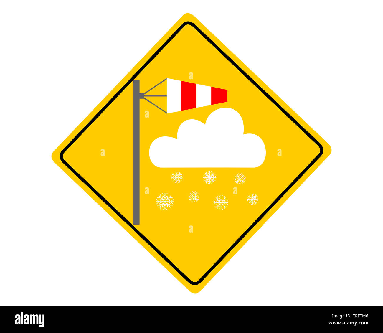 Traffic warning sign blizzard on white Stock Photo - Alamy