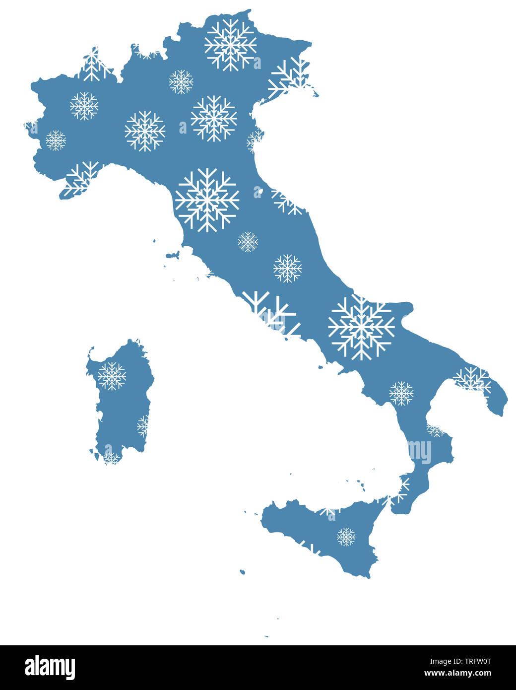 Map of Italy with snowflakes Stock Photo - Alamy