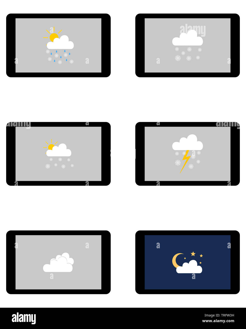 Various weathers symbols on Tablet Stock Photo - Alamy