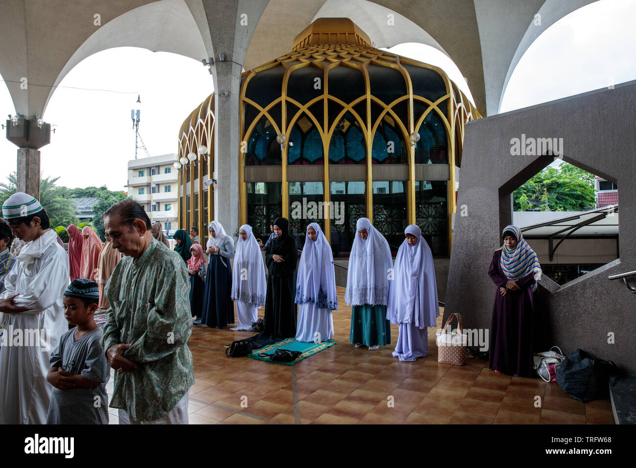 Muslims attend morning prayers at the Foundation of the Islamic Centre ...