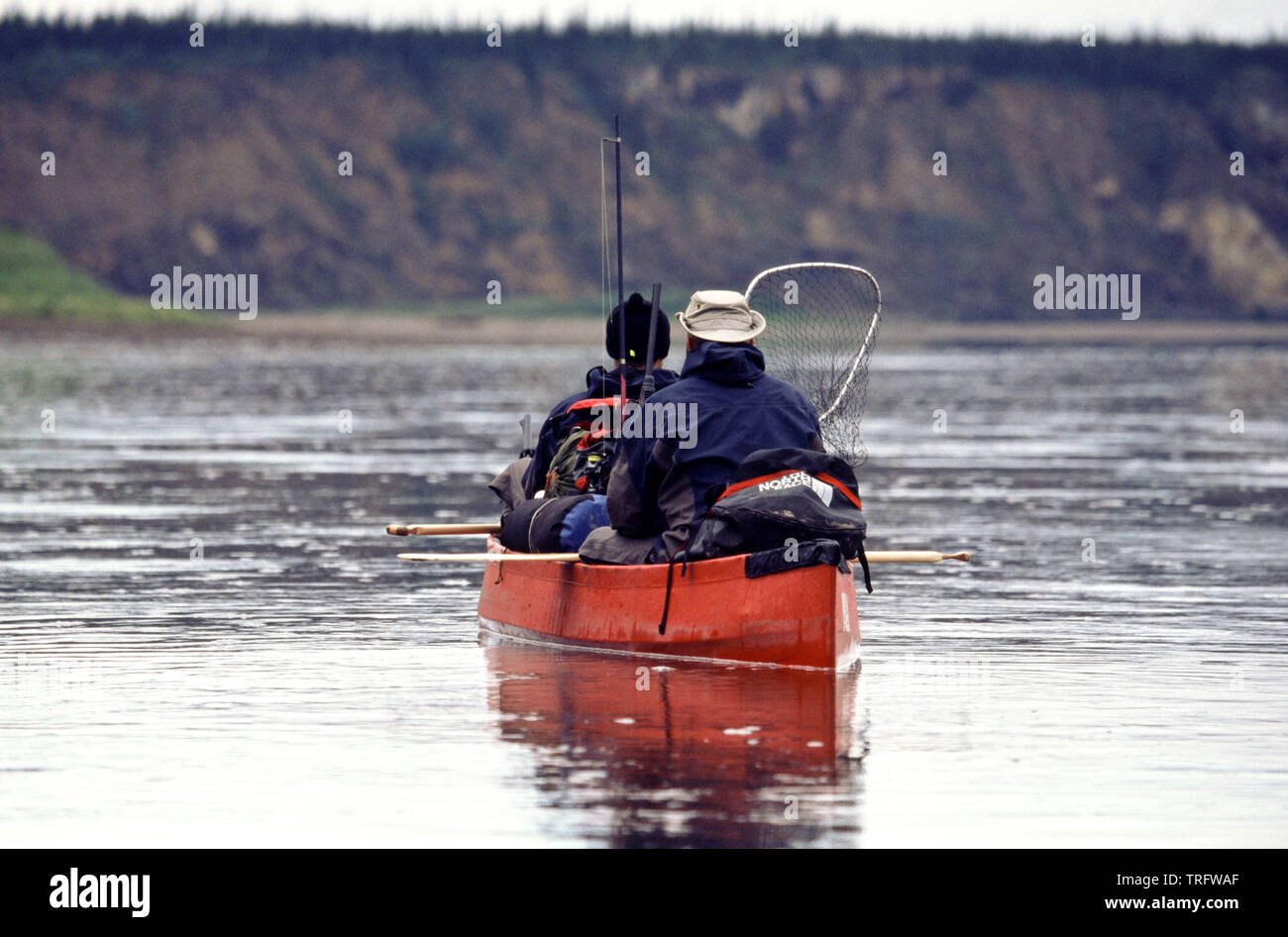 Canoe expedition on Porcupine river in Alaska, North America. July ...