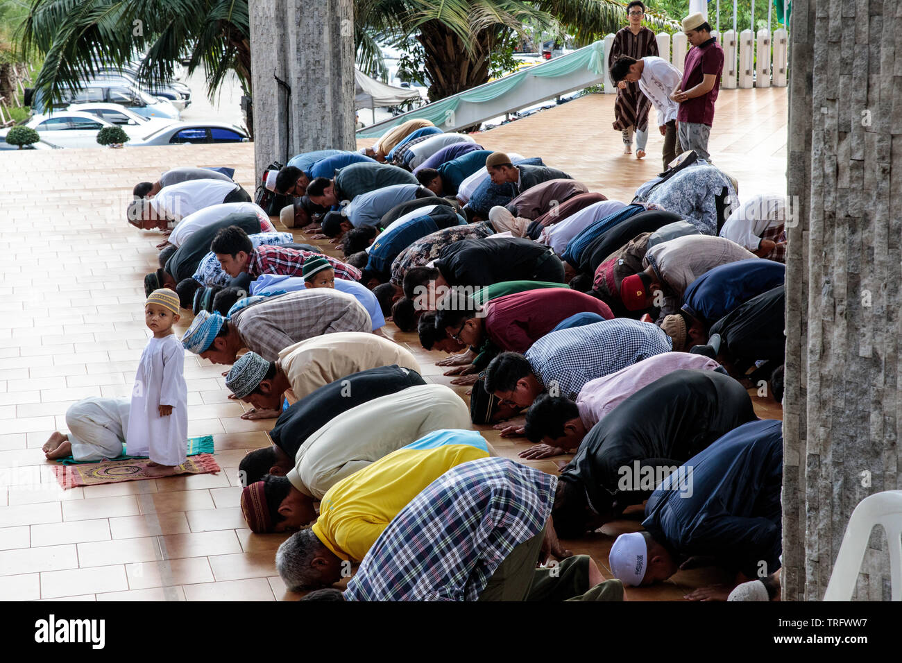 Muslims attend morning prayers at the Foundation of the Islamic Centre ...