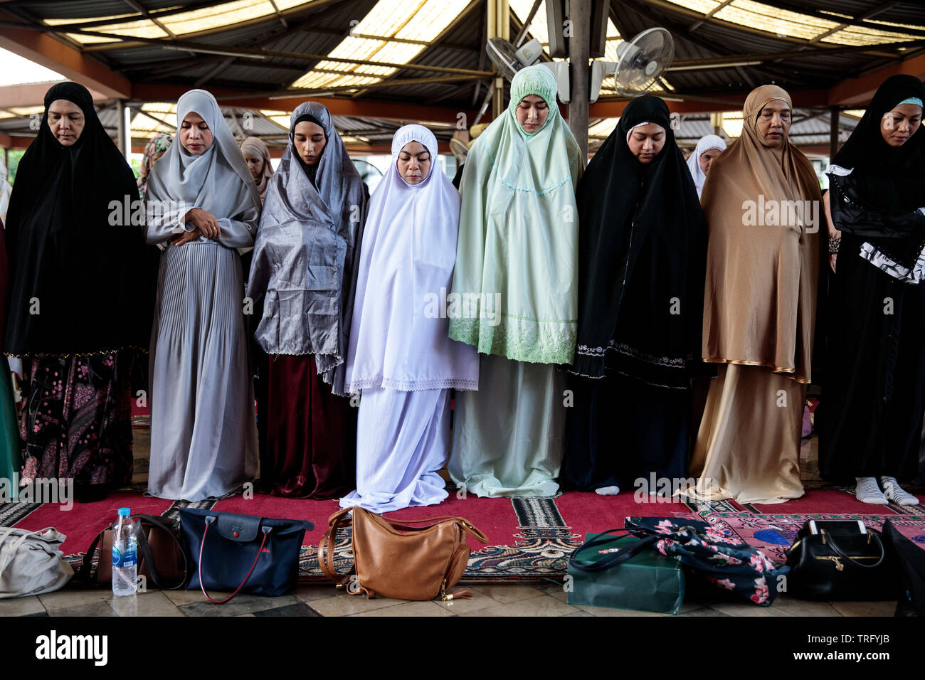 Muslims attend morning prayers at the Foundation of the Islamic Centre ...