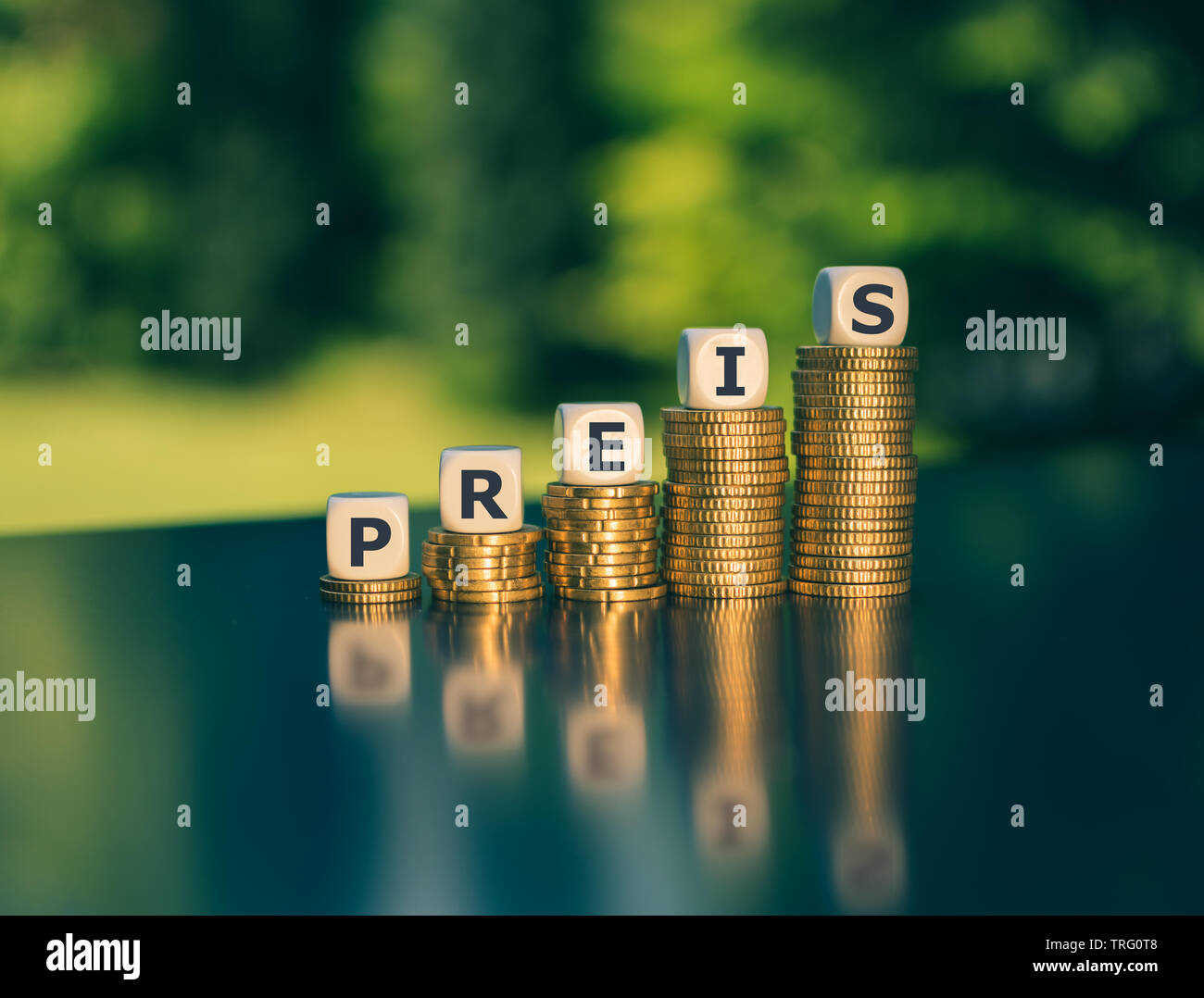 Symbol for increasing prices. Dice form the German word "Preis" ("price ...