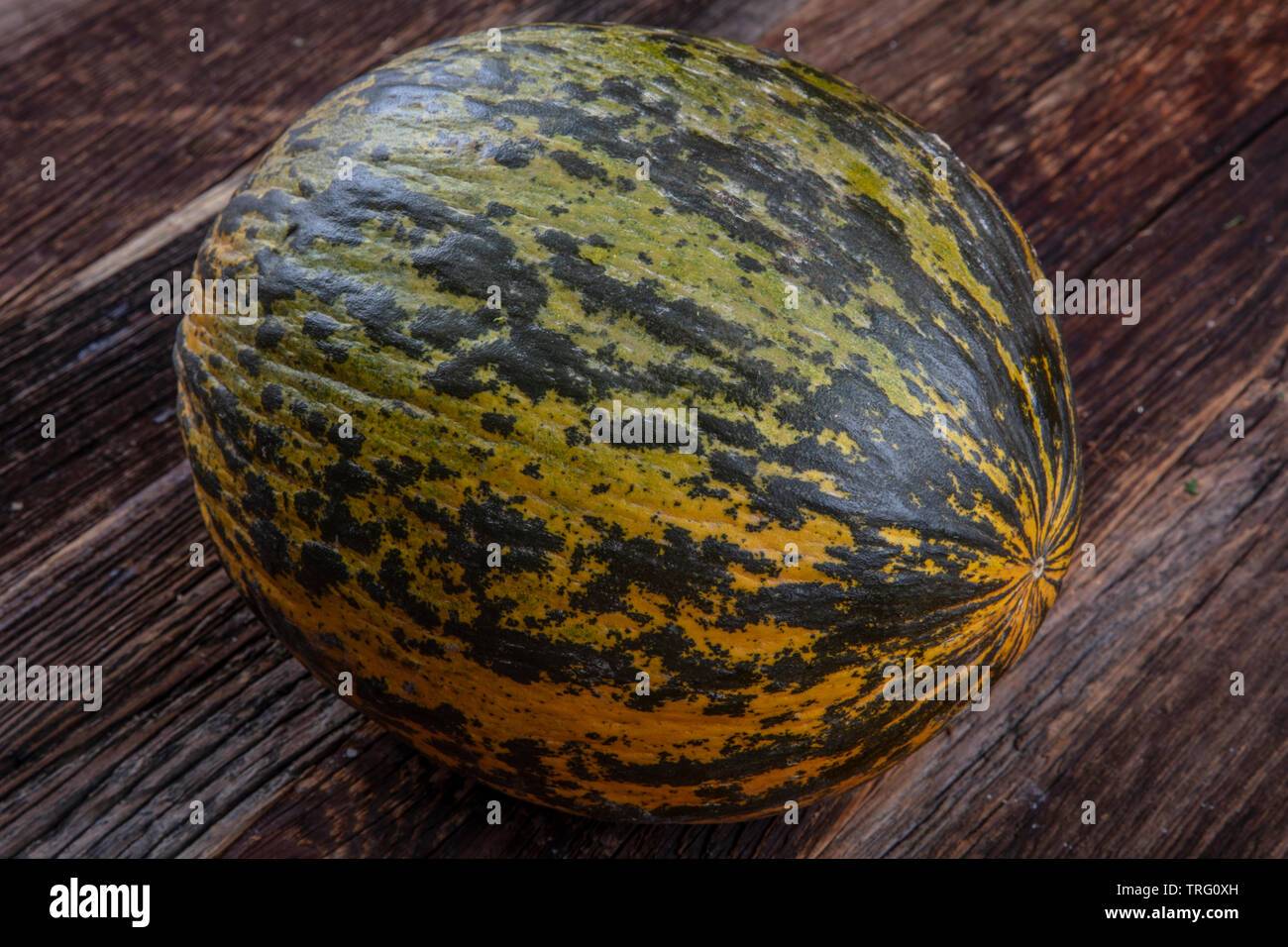 Melon (Kirkagac kavun) in Manisa city of Turkey.Close up on wooden ...