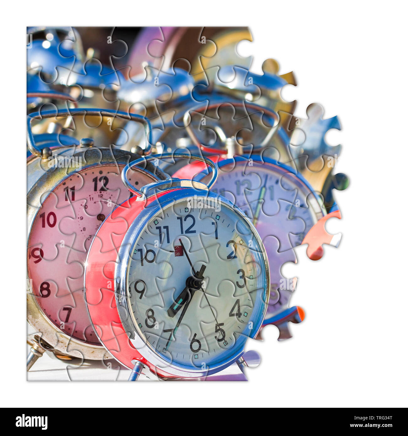 Learn to manage the time - Old colored metal table clocks, concept ...