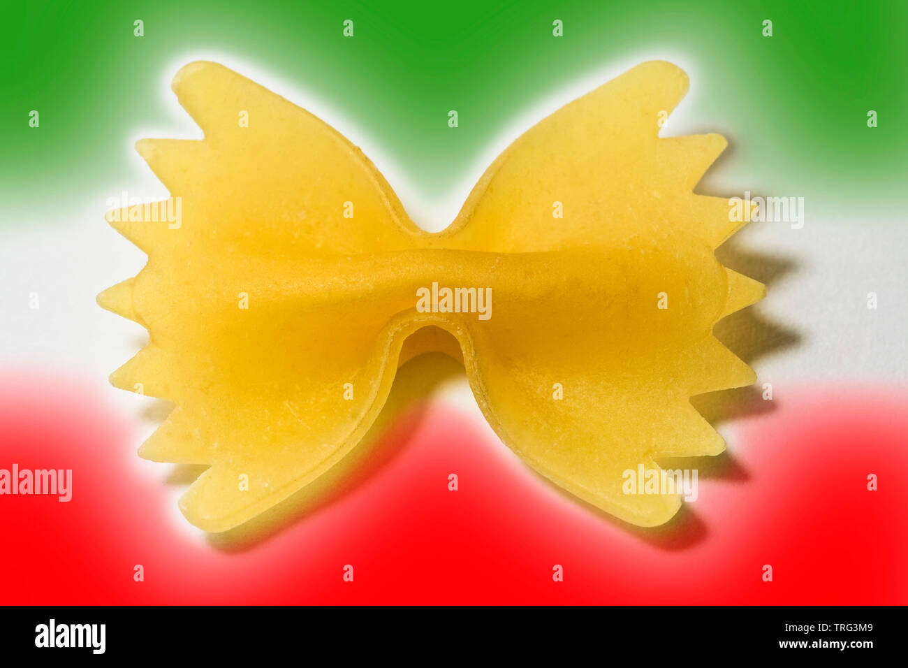 Italian pasta concept image on colored background with italian flag ...