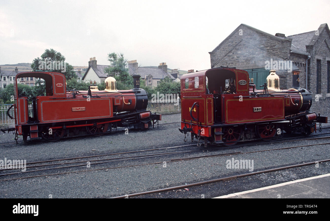 Steam locomotives at Port Erin on the Isle of Man Railway Stock Photo ...
