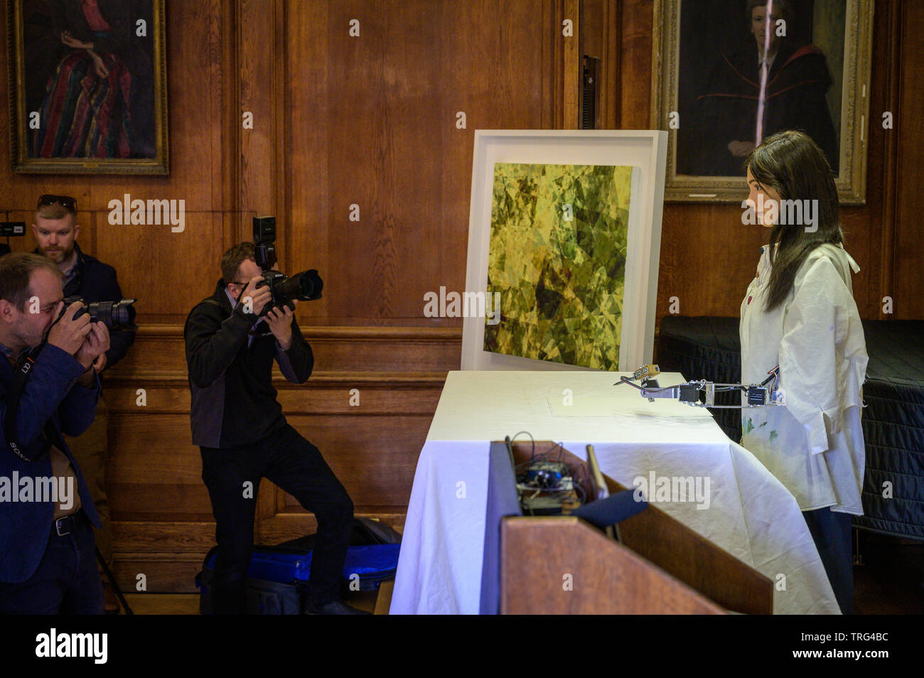 Oxford, UK. 5th June, 2019. The world's first robotic artist is ...