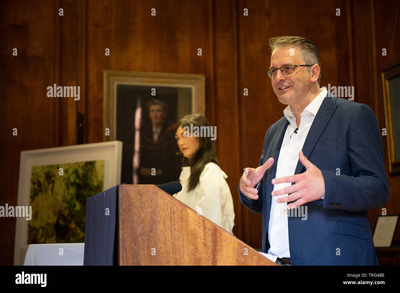 Oxford, UK. 5th June, 2019. The world's first robotic artist is ...