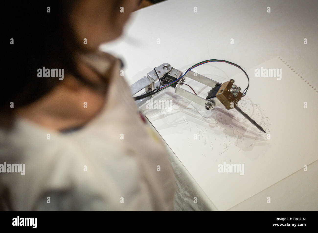 Oxford, UK. 5th June, 2019. The world's first robotic artist is ...