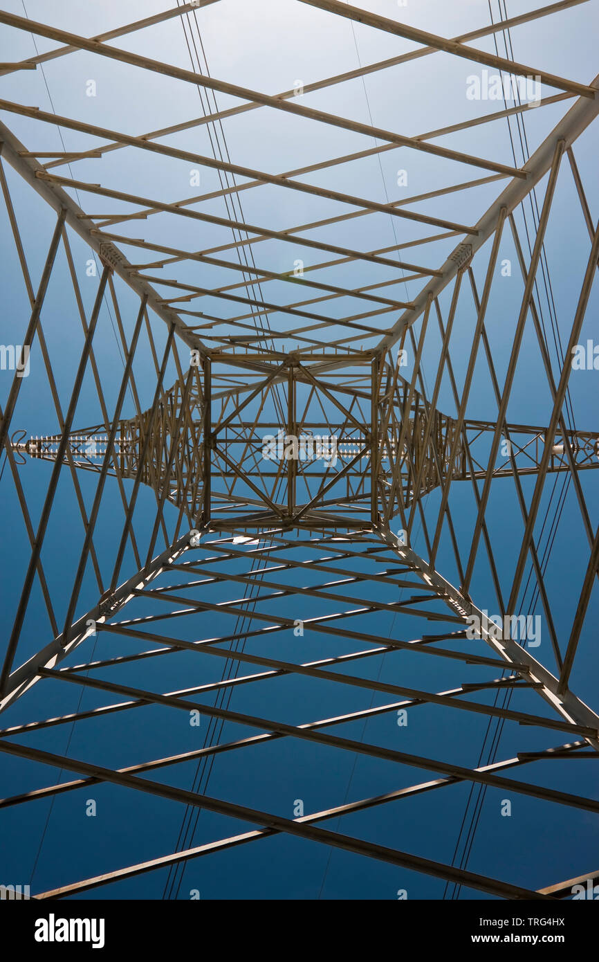 Inside of a power pylon Stock Photo - Alamy