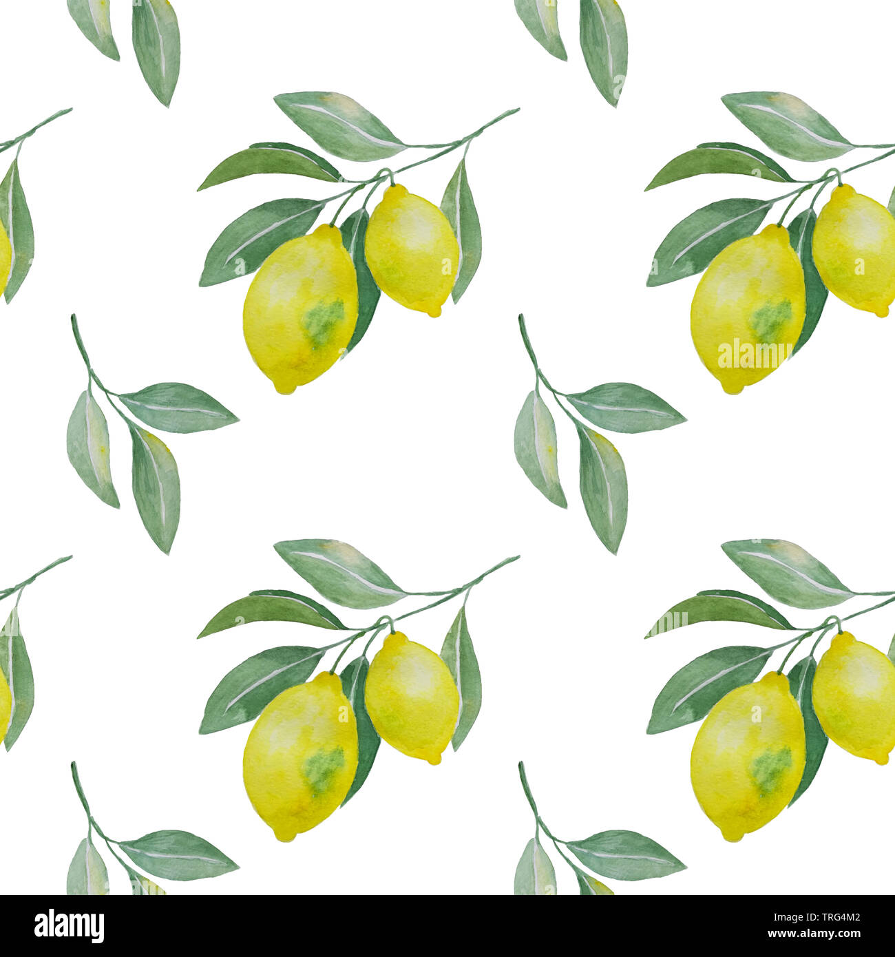 abstract watercolor hand drawn seamless pattern with lemon branches and ...