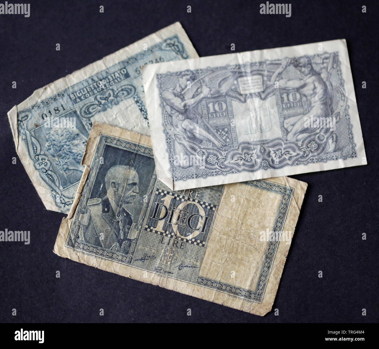 Three very old ten lire notes of 1928 Stock Photo - Alamy