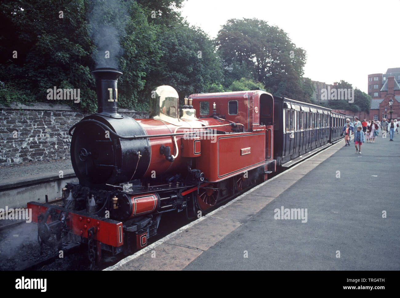 Steam locomotive at Douglas Railway station on the Isle of Man Railway ...