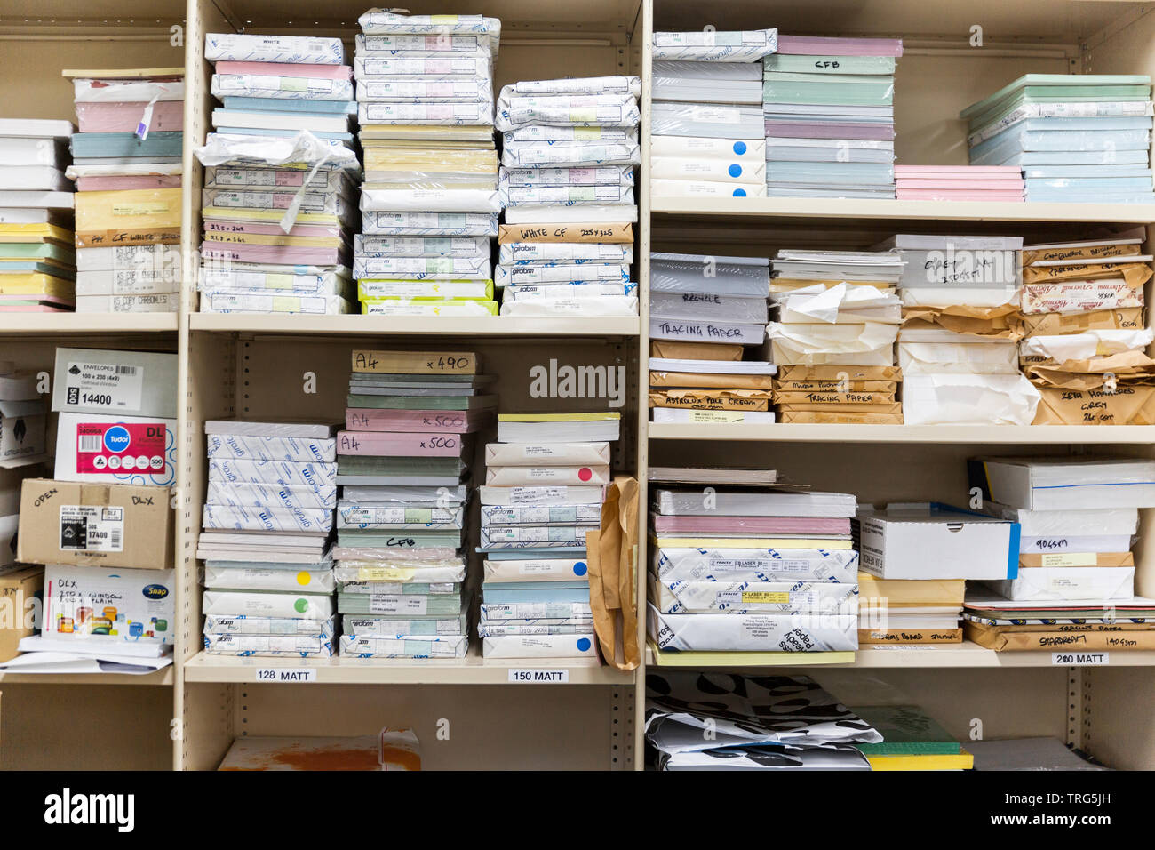 Stacks of A4 paper organised into sections Stock Photo - Alamy