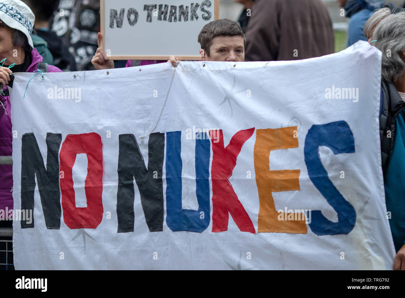 London, 3rd May, 2019 - Crowds holding CND anti-Nuclear signs in ...