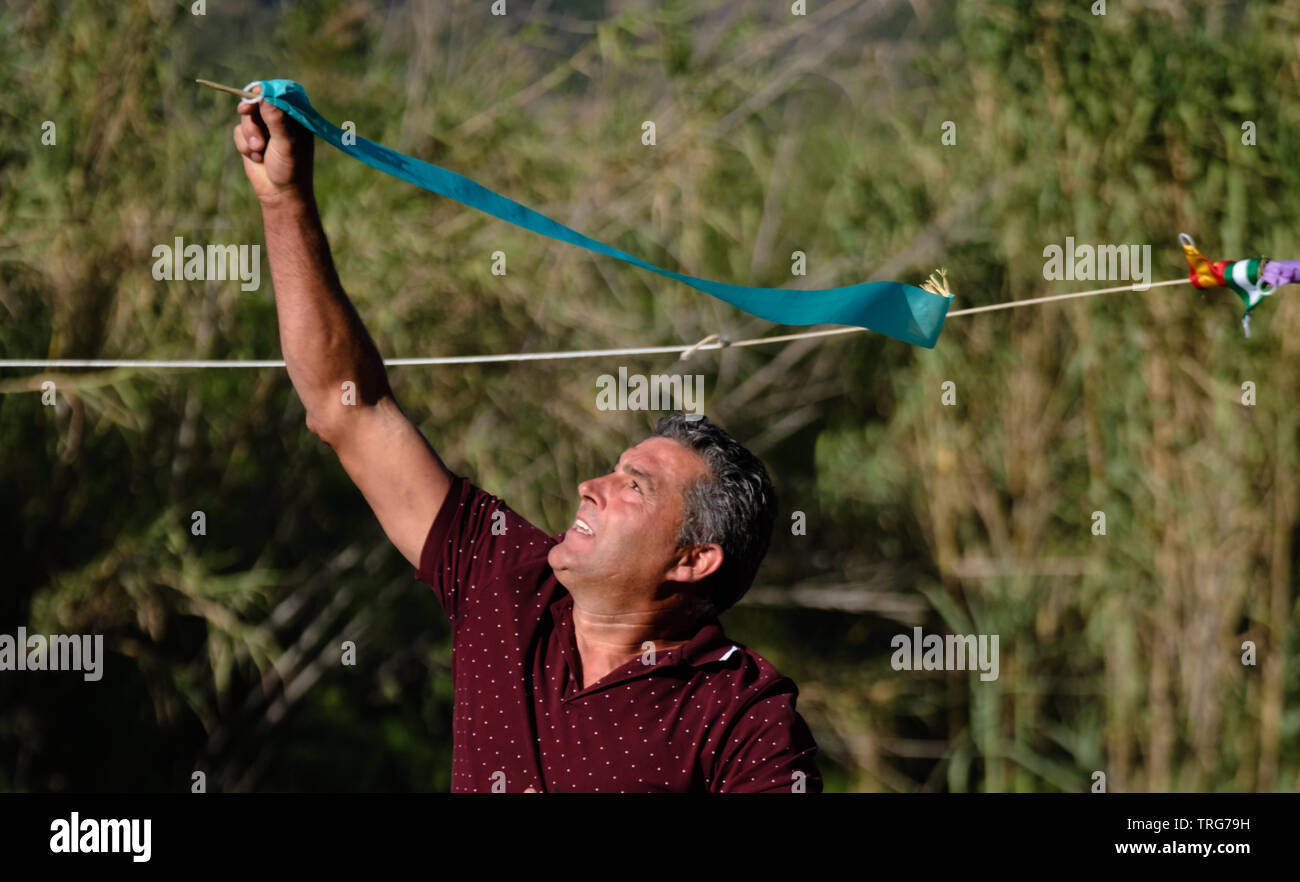 Traditional horse ribbon racing at the Benamargosa Romeria ...