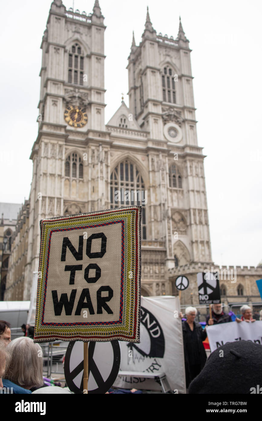 London, 3rd May, 2019 - Crowds holding CND anti-Nuclear signs in ...