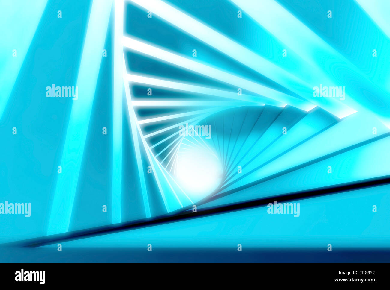 Abstract twisted glowing blue tunnel background. 3d render illustration ...