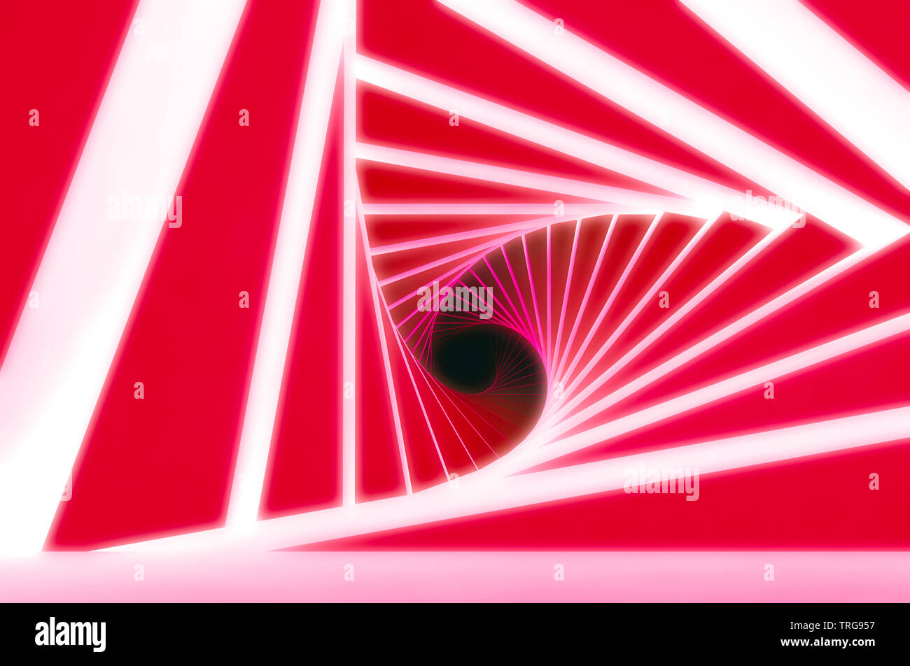 Abstract twisted red white tunnel background. 3d render illustration ...