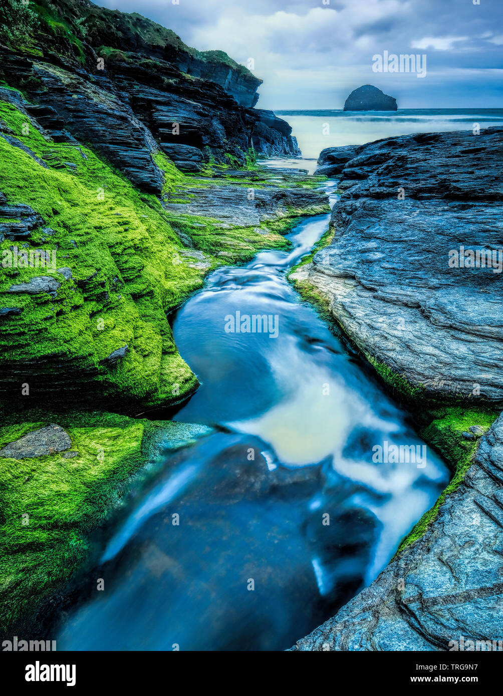 Stream in Trebarwith Strand Cornwall Stock Photo - Alamy