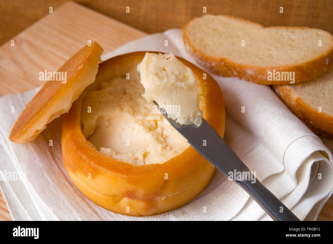 Torta del Casar, typical cheese made in Caceres province. Extremadura ...