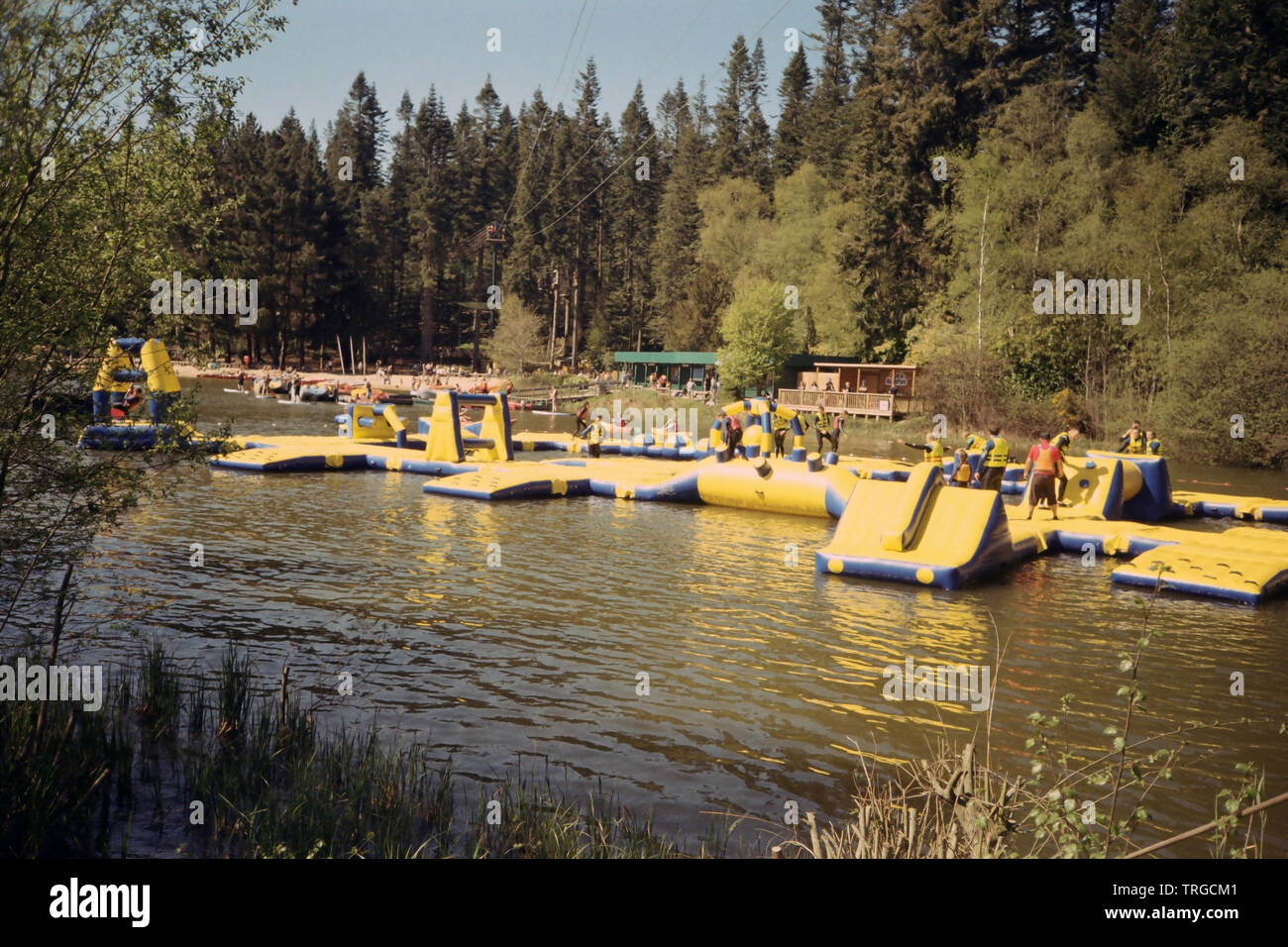 Floating assault course, Center Parcs Longleat, Wiltshire, England ...