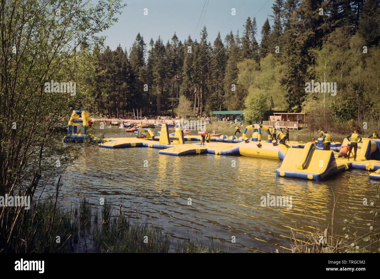 Floating assault course, Center Parcs Longleat, Wiltshire, England ...