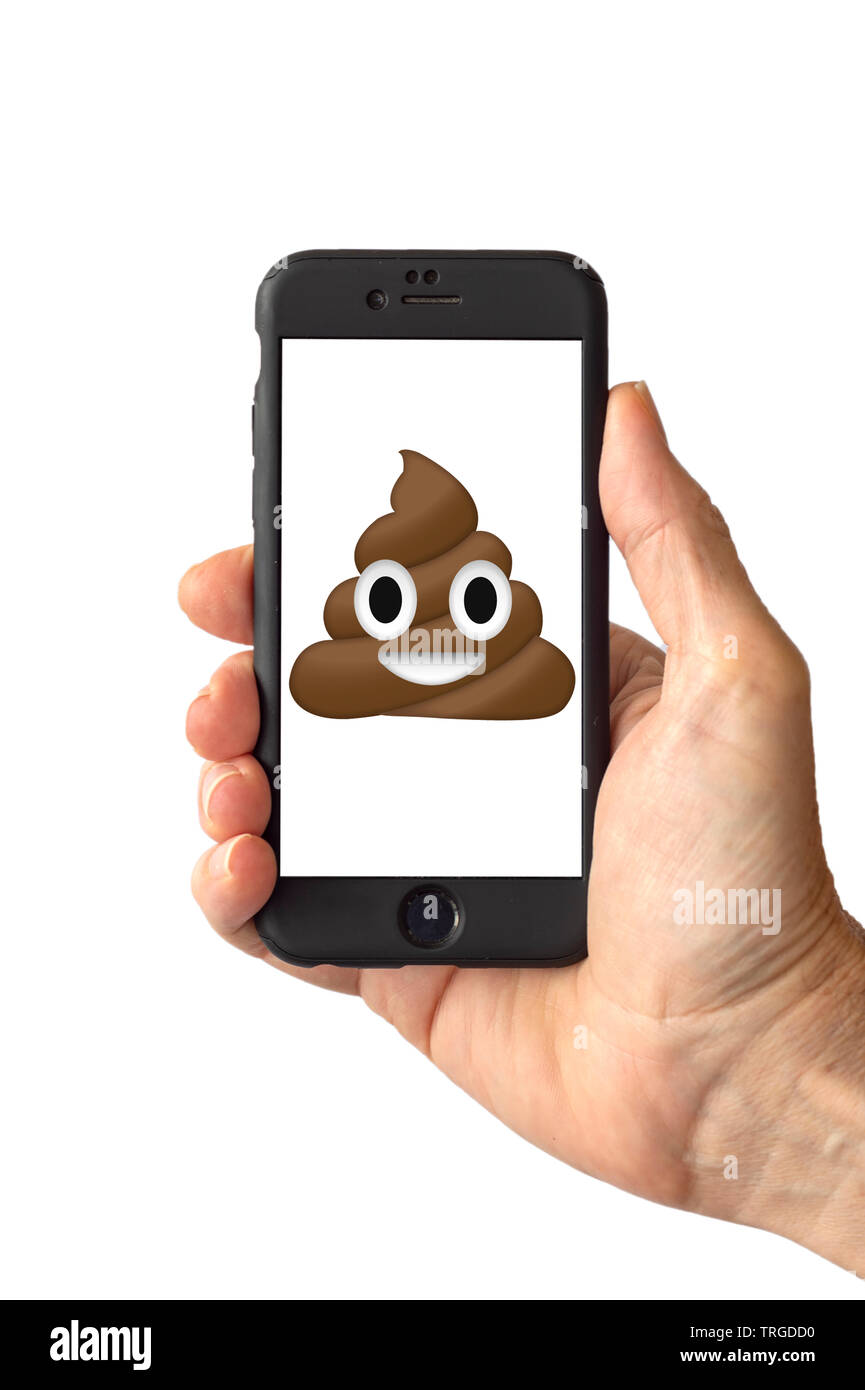 Poo face emoji on a smartphone screen Stock Photo - Alamy