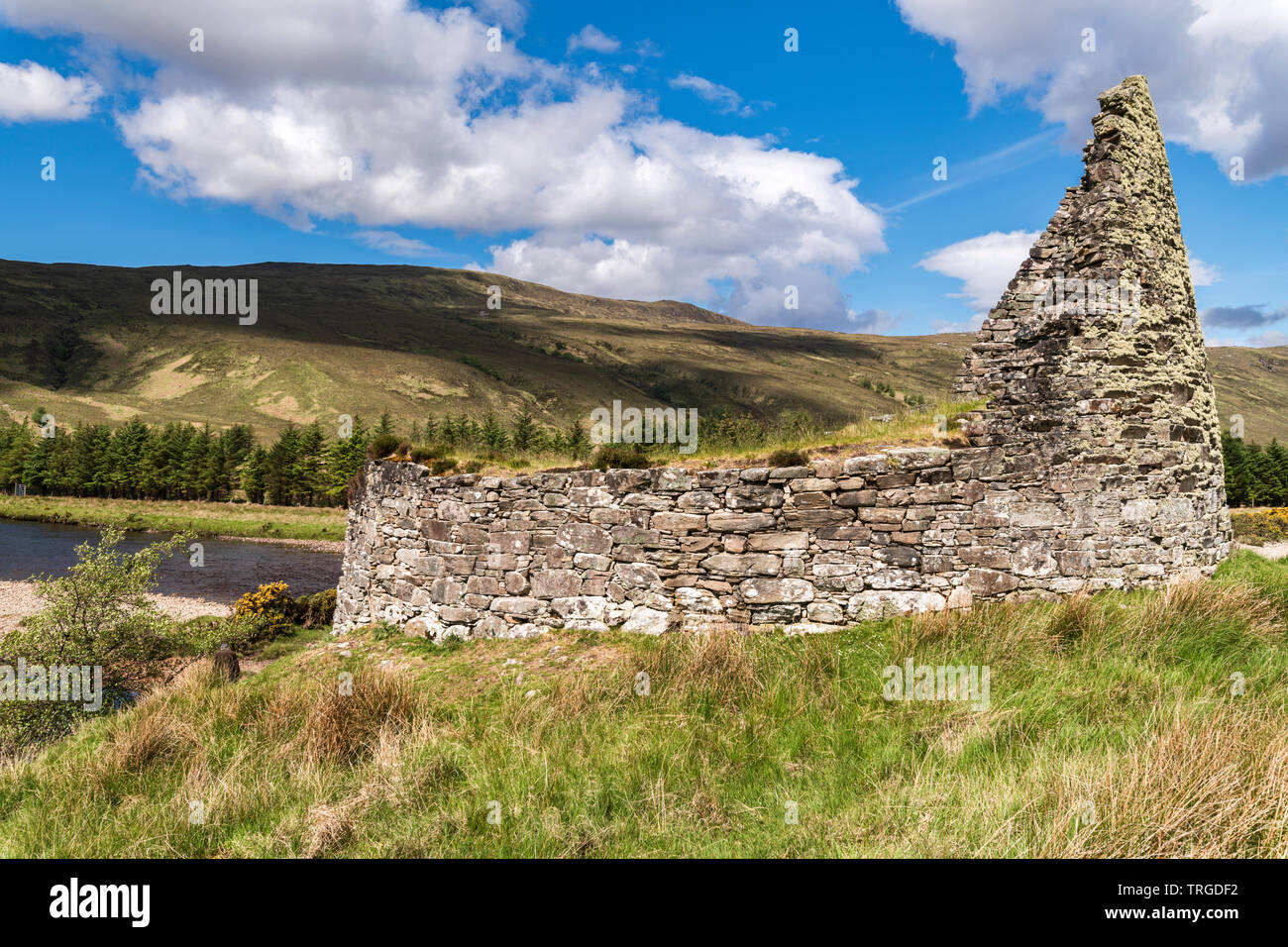 The ancient remains of Dun Dornaigil, an Iron Age broch, beside ...