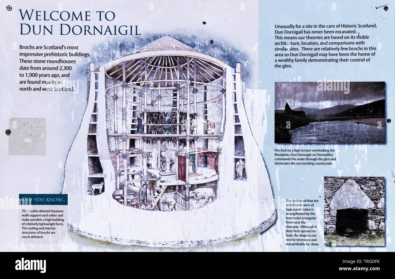 The ancient remains of Dun Dornaigil, an Iron Age broch, beside ...