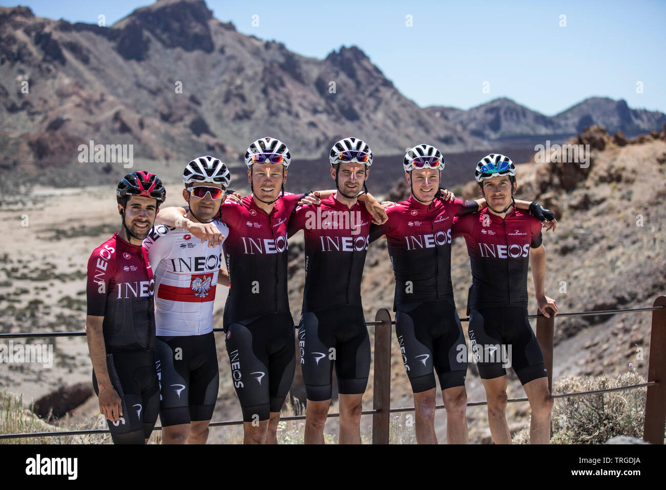 Chris Froome and Geriant Thomas, with Team INEOS cyclists at Mount ...