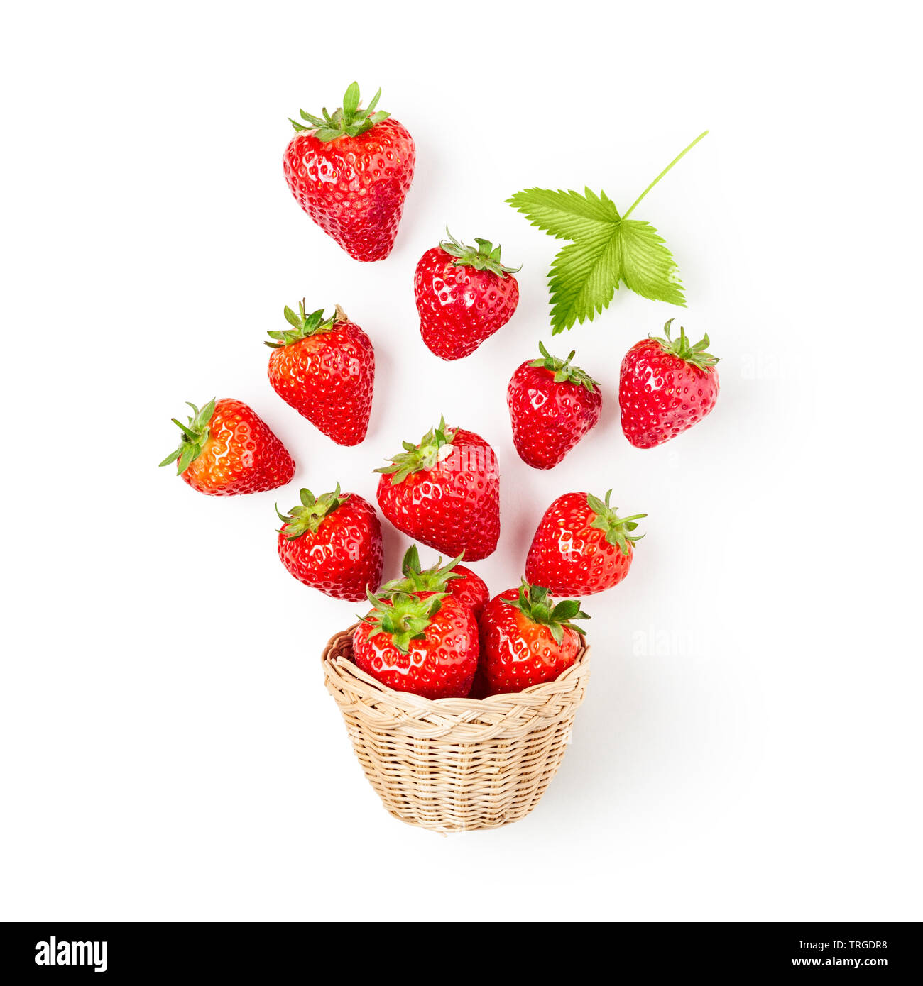 Fresh strawberries in basket isolated on white background. Healthy ...