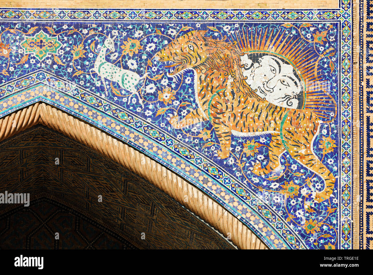 Mosaic from Sherdor madrasa in Samarkand, Uzbekistan Stock Photo - Alamy