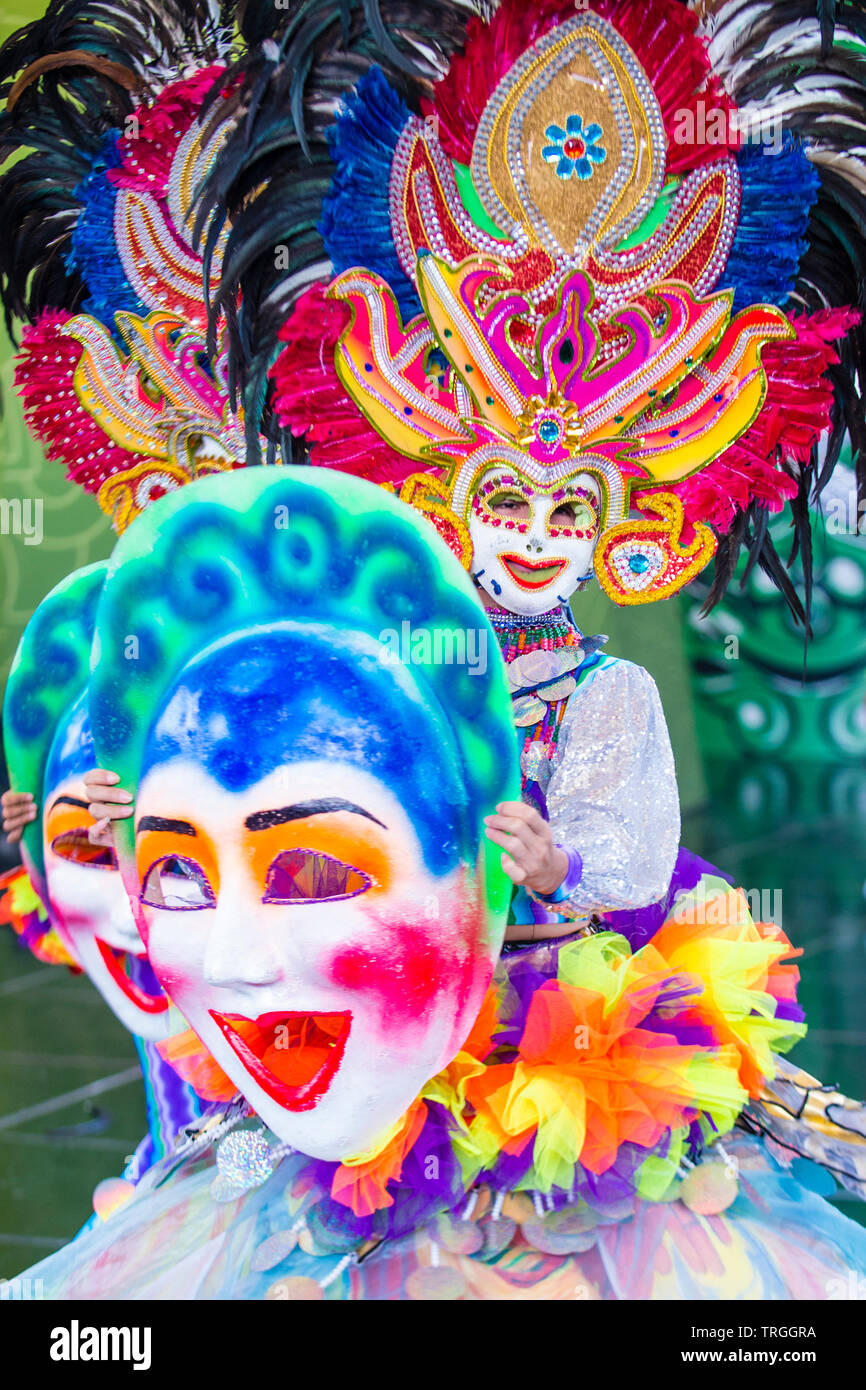 Filipino dancer from the Masskara festival of Bacolod perform at the ...