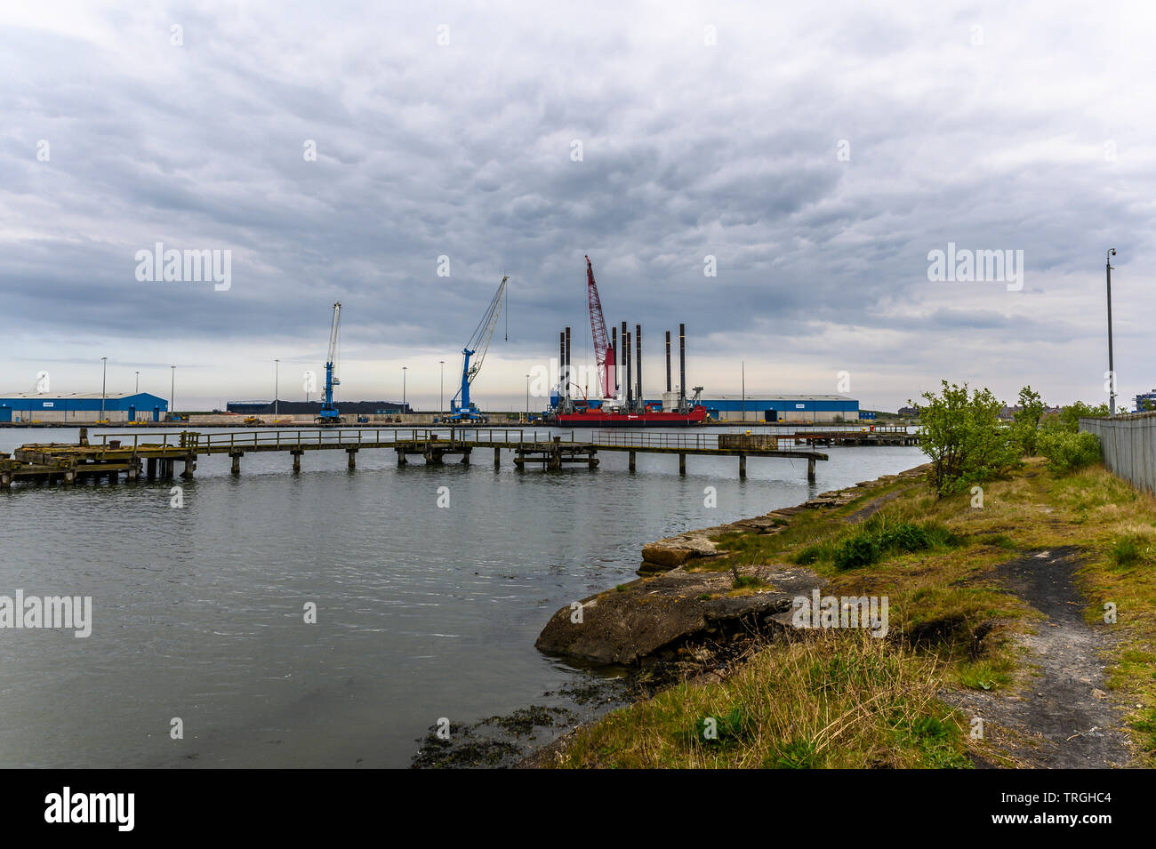 Fugro Excalibur, platform supply vessel, moored at North Blyth ...