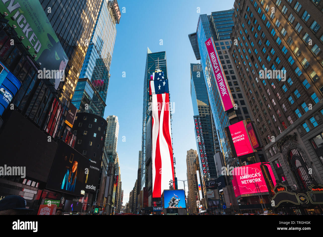 New York City/USA, May 27, 2019. Neon Lights on Times Square, American ...
