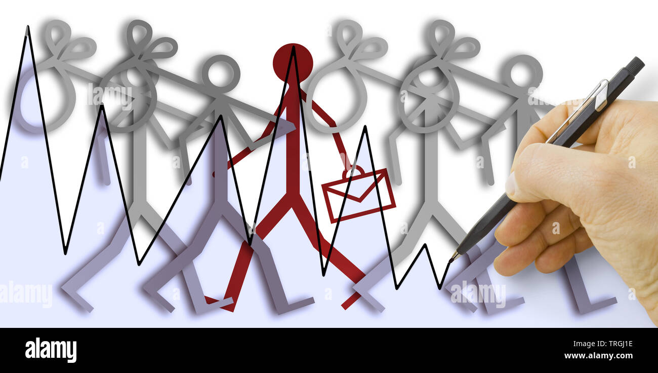 Hand drawing a chart about employment and unemployment trends - concept ...