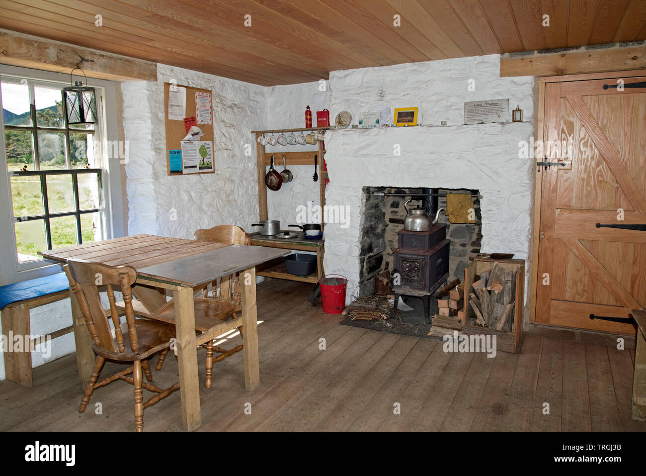 Inside the Ruigh Aiteachain bothy on the Glenfeshie Estate Stock Photo ...