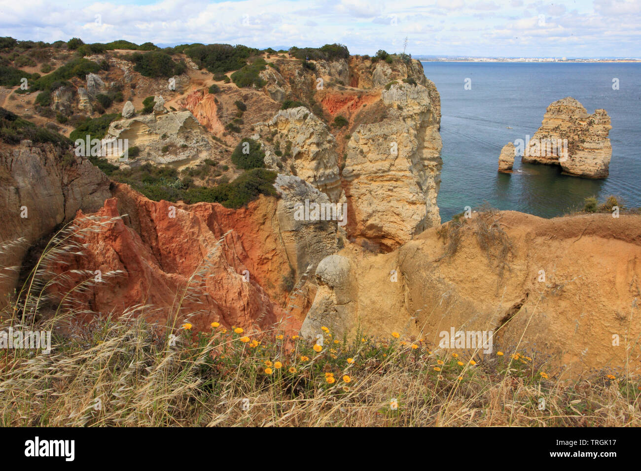 Portugal, Algarve, Lagos, Praia do Camilo, cliffs, scenery Stock Photo ...